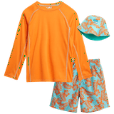 Boys' Rash Guard Set - 3 Piece UPF 50+ Rash Guard Swim Shirt, Bathing ...