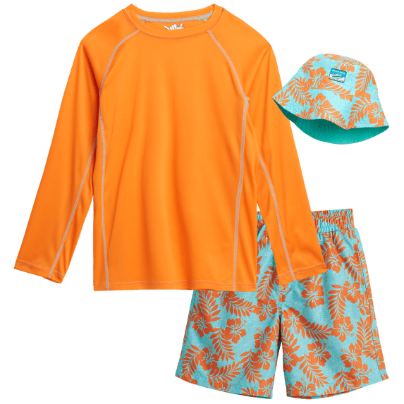 Boys' Rash Guard Set - 3 Piece UPF 50+ Rash Guard Swim Shirt, Bathing ...