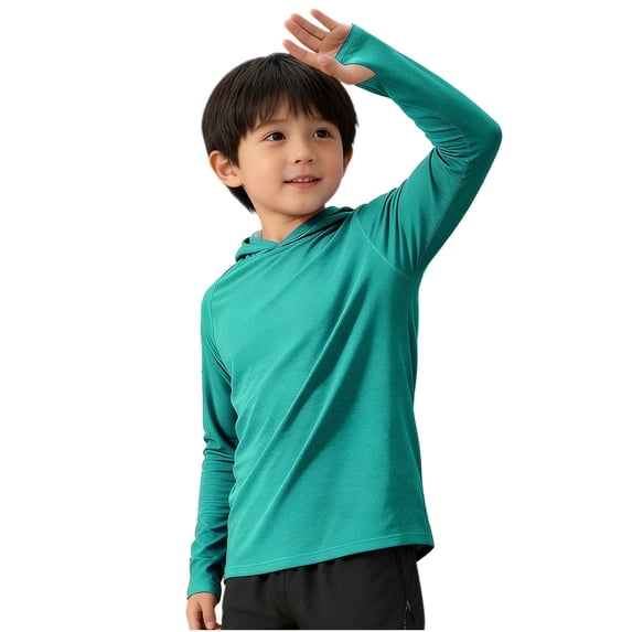 Boys Rash Guard Swim Hoodie, UPF 50+ UV Sun Protection Long Sleeve ...