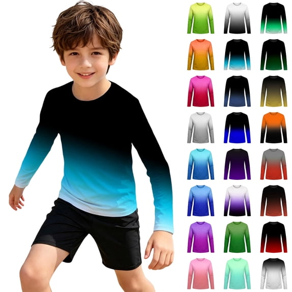 Boys Rash Guards Long Sleeve Sun Shirts Boys Athletic Shirts Quick Dry ...
