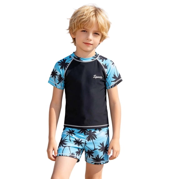 Boys Rashguard Set UPF 50+ Sun Protection, 2 Piece Quick Dry Swim Shirt ...