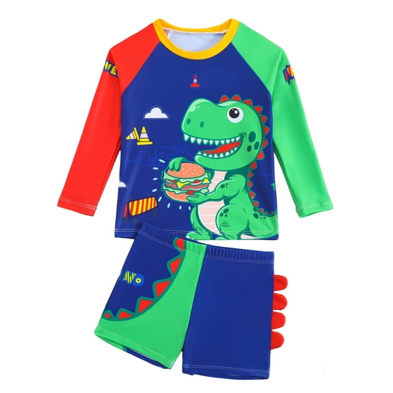 Boys Rashguard Set UPF 50+ Sun Protection, 2 Piece Quick Dry Swim Shirt ...
