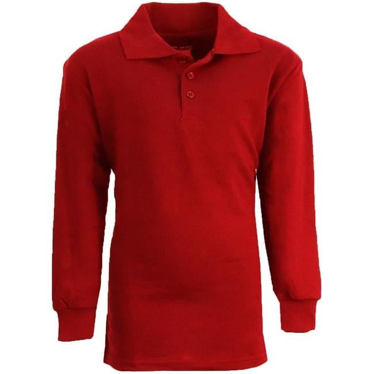 Boys Red Long Sleeve Pique Polo Shirts, Sizes 4-7 - Pack of 36 ...