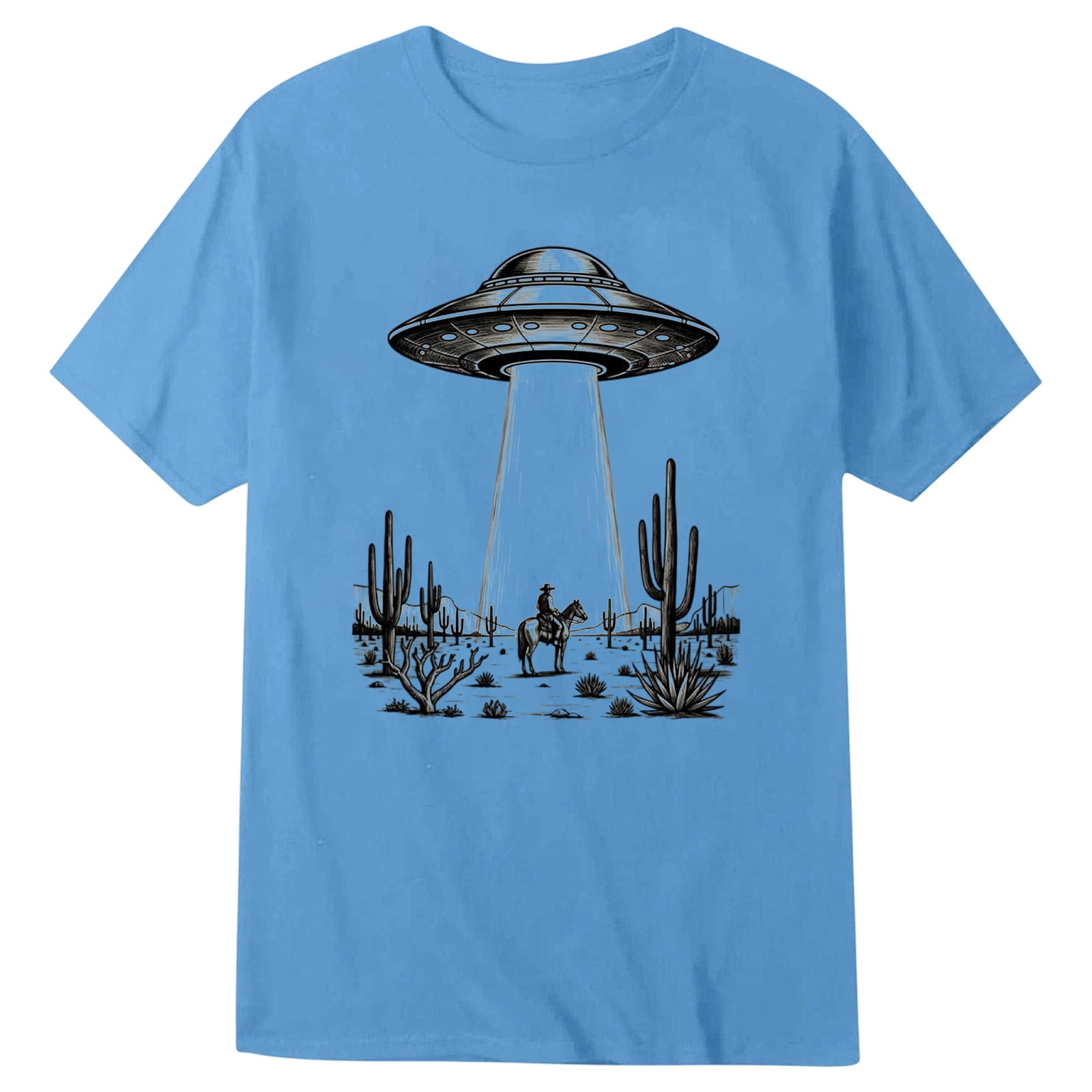 Boys Retro Western Cowboy Desert Print T-Shirt Kids Crew Neck Alien ...