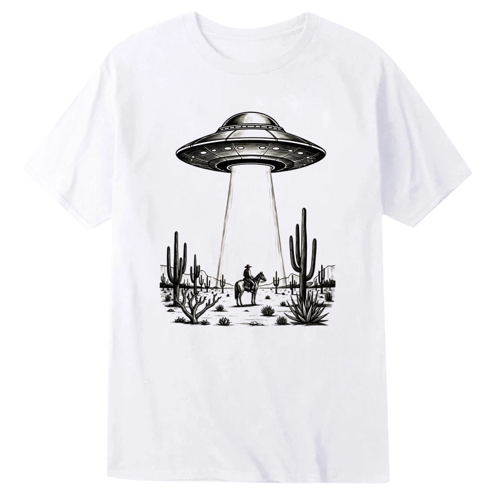 Boys Retro Western Cowboy Desert Print T-Shirt Kids Crew Neck Alien ...