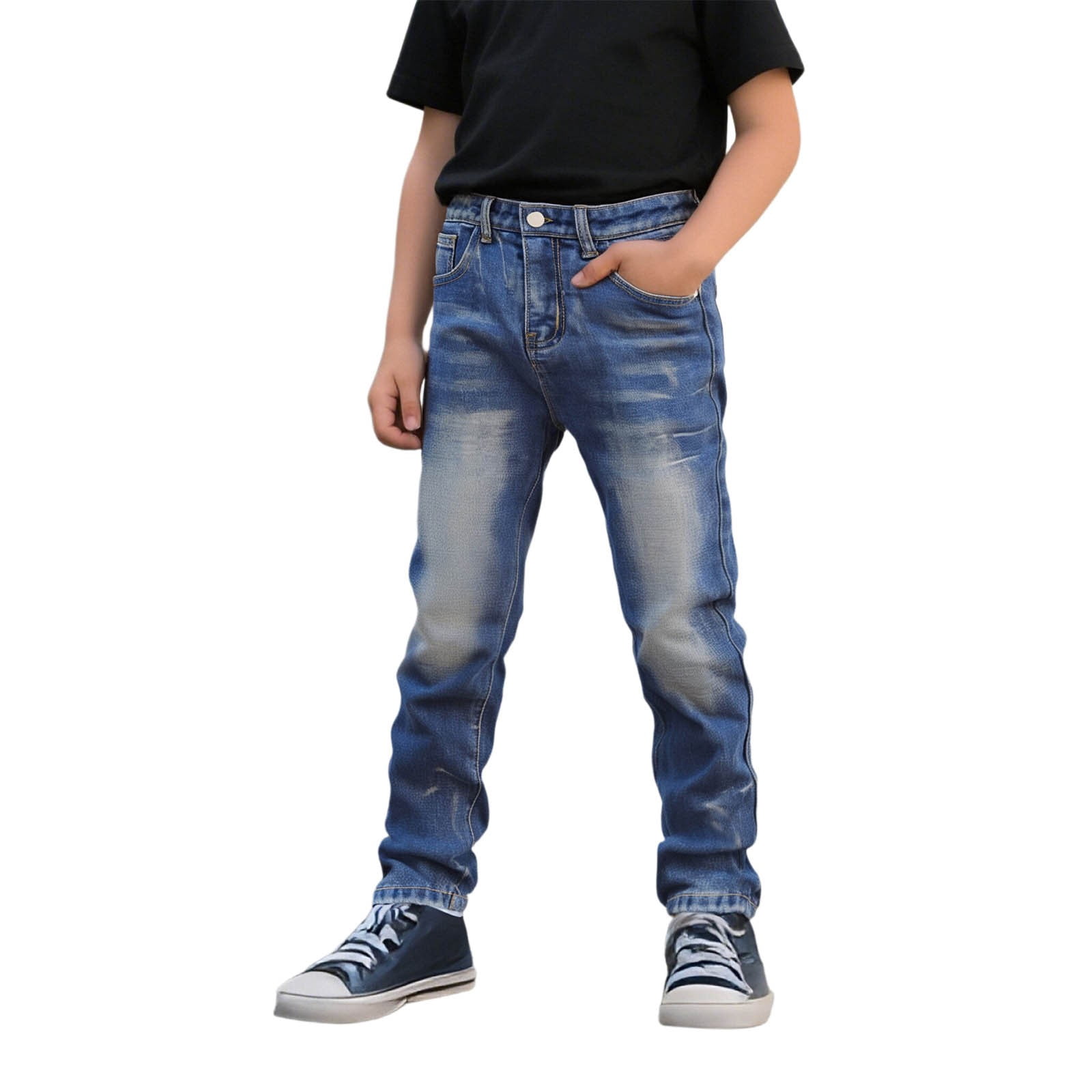 Boys Ripped Denim Jeans Boy's Skinny Fit Stretch Blue Pants for Kids ...