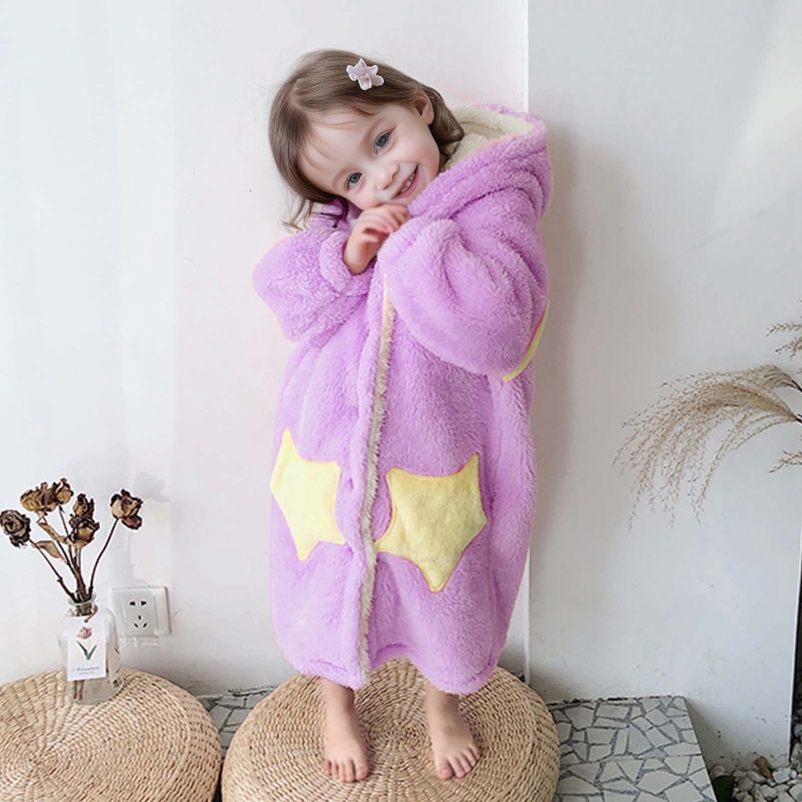 Boys Robe Purple Clothes Girls Long Sleeve Girls Bathrobe 7-8 Years ...