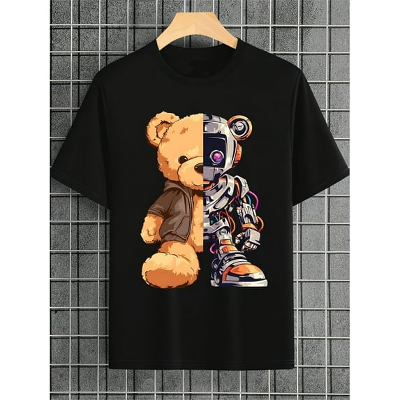 Boys' Robotic Teddy Bear Graphic T-Shirt - Casual, Comfortable Cotton ...