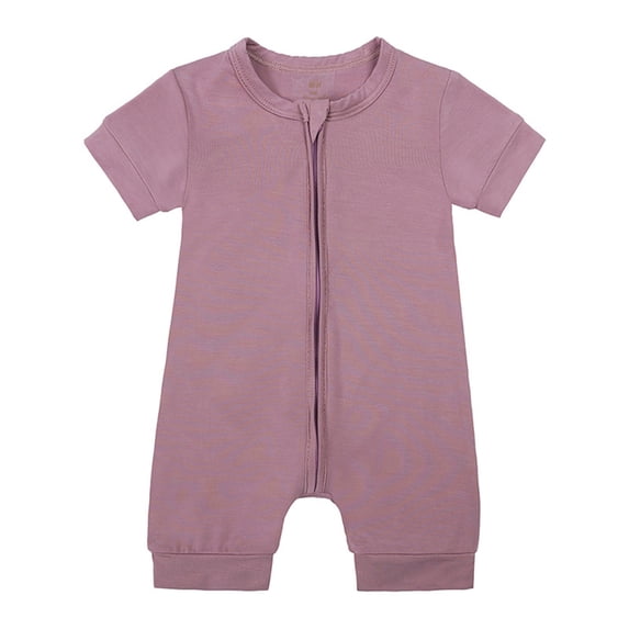 Boys Romper Jumpsuit Baby Zipper Short Sleeve Sleeper Pajamas Purple 18 ...