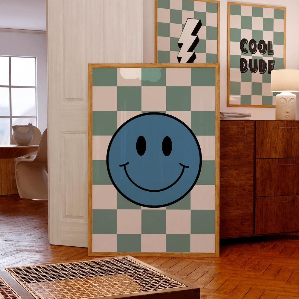 Boys Room Wall Art Set of 3 Cool Dude Print Smiley Face Poster ...