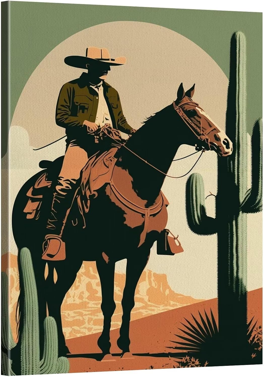 Boys' Room Wall Decor Western Cowboy Canvas Picture Wall Art Retro Boho ...