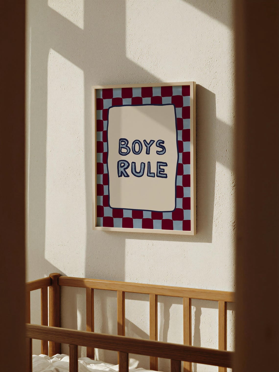 Boys Rule Print, Blue Burgundy Nursery Decor, Unframed Paper Poster ...