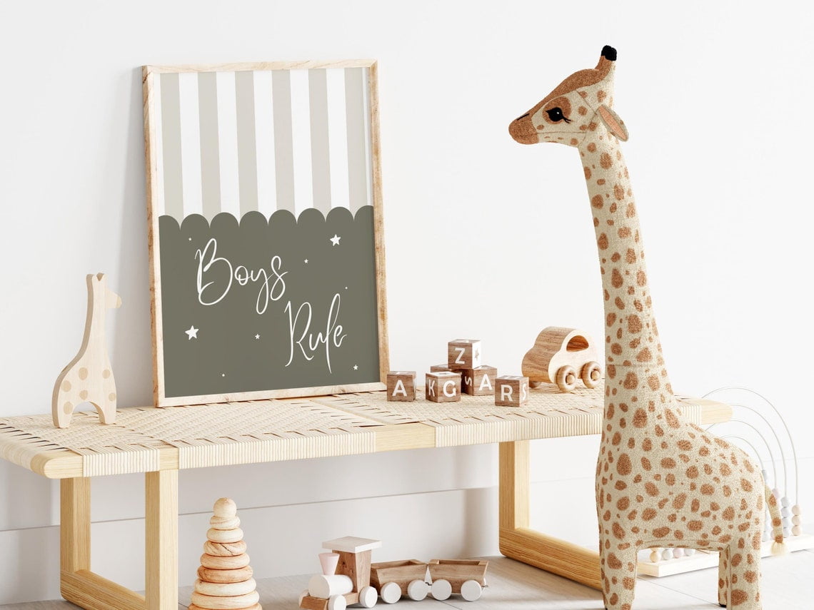 Boys Rule Print // Boy Nursery Decor, Nursery Print, Neutral Boys Room ...