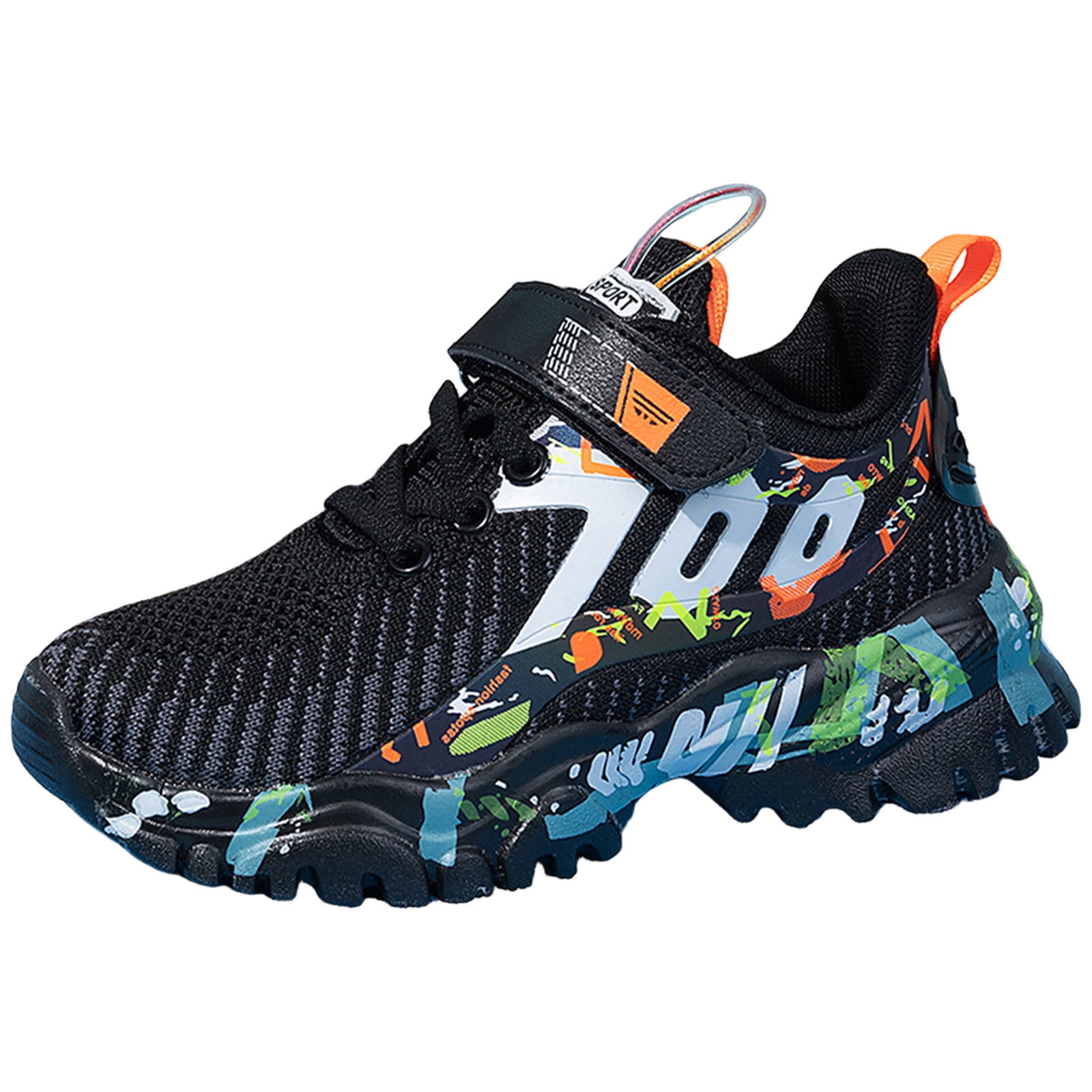 Boys Running Sneakers Fashion Color Block Pattern Knit Mesh Kids ...