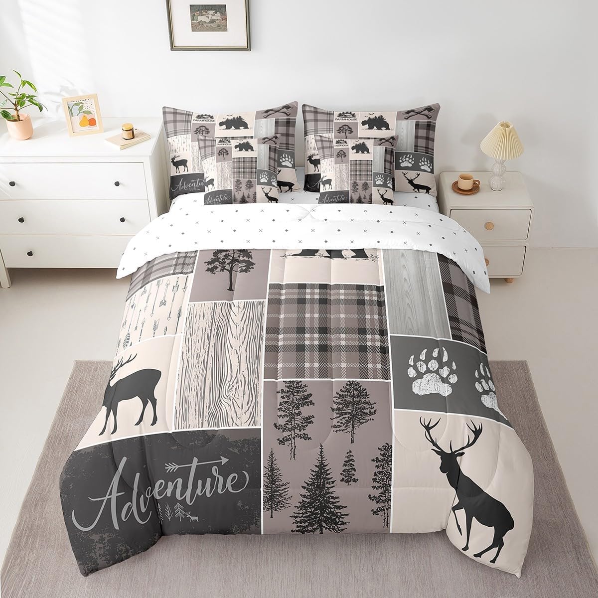 Boys Rustic Patchwork Comforter Queen, Country Cabin 7 Pieces Bed in A ...