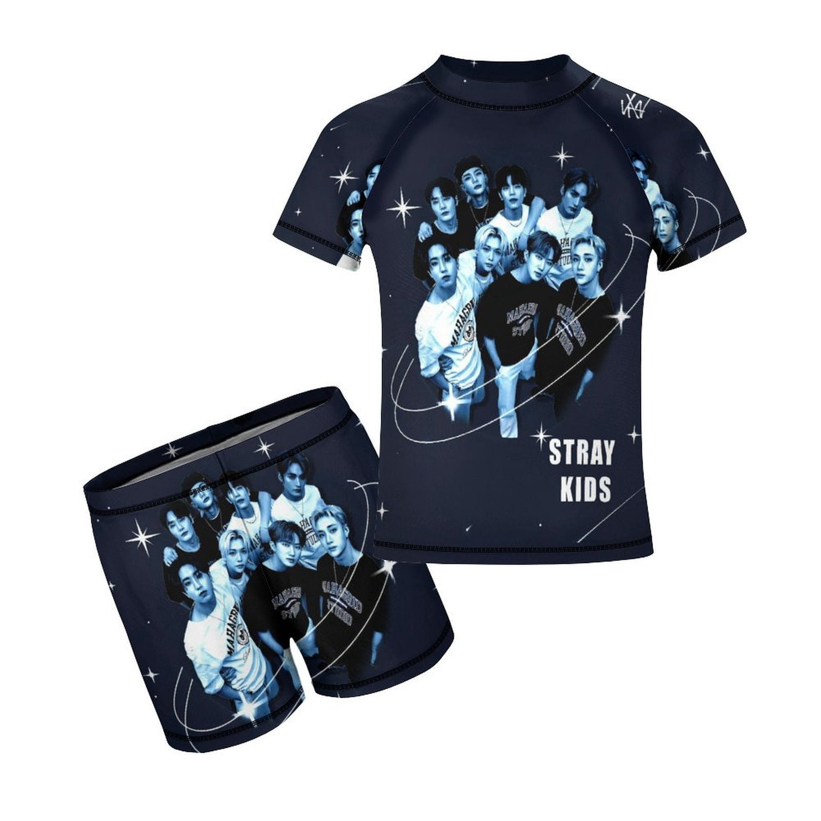 Boys SKZ Stray Korea Ki-DS Rash Guard Set 2 Piece Swimsuits Short ...