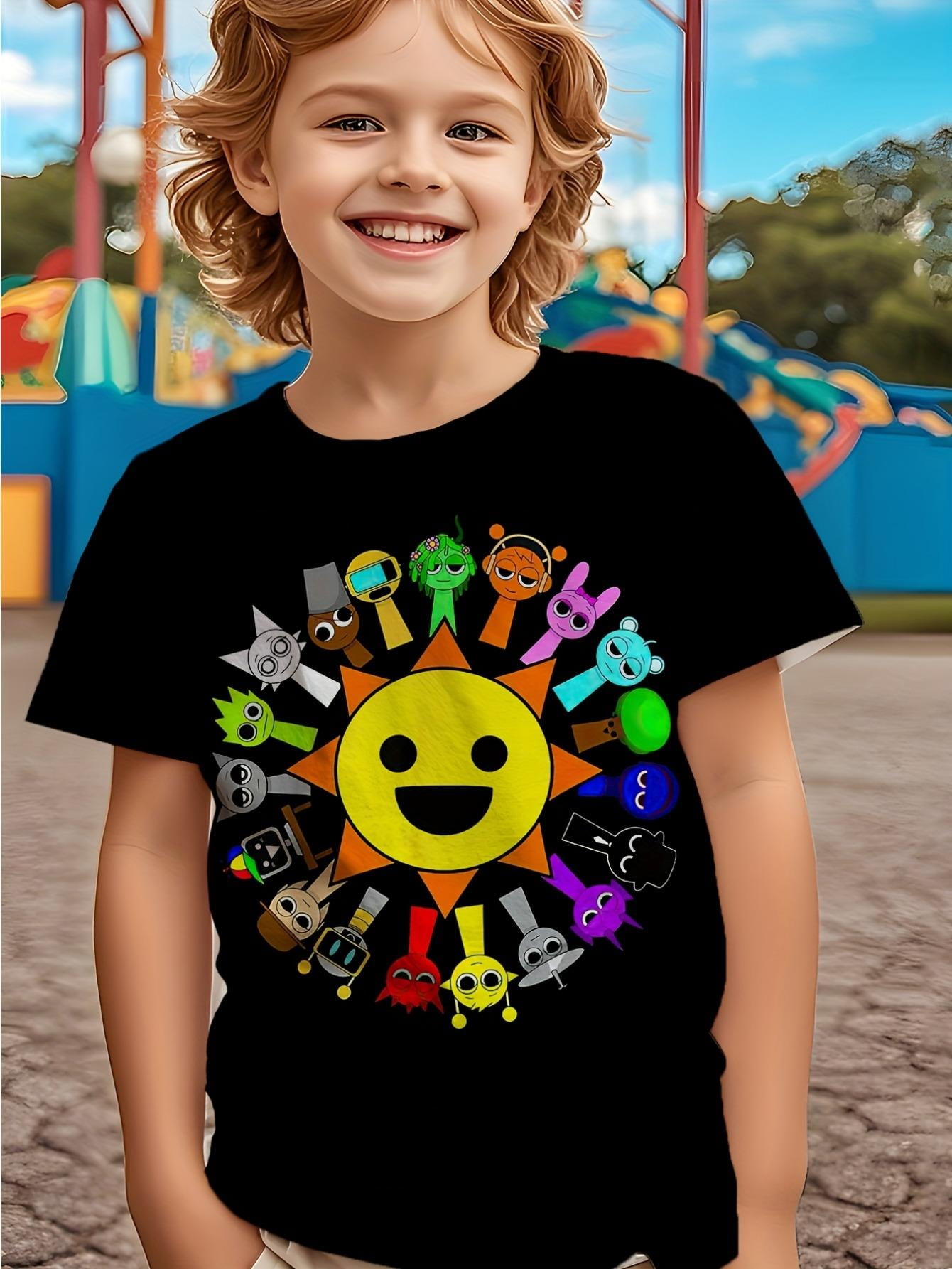 Boys' SPRUNKI 3D Printed Cartoon Character T-Shirt - Lightweight Cotton ...