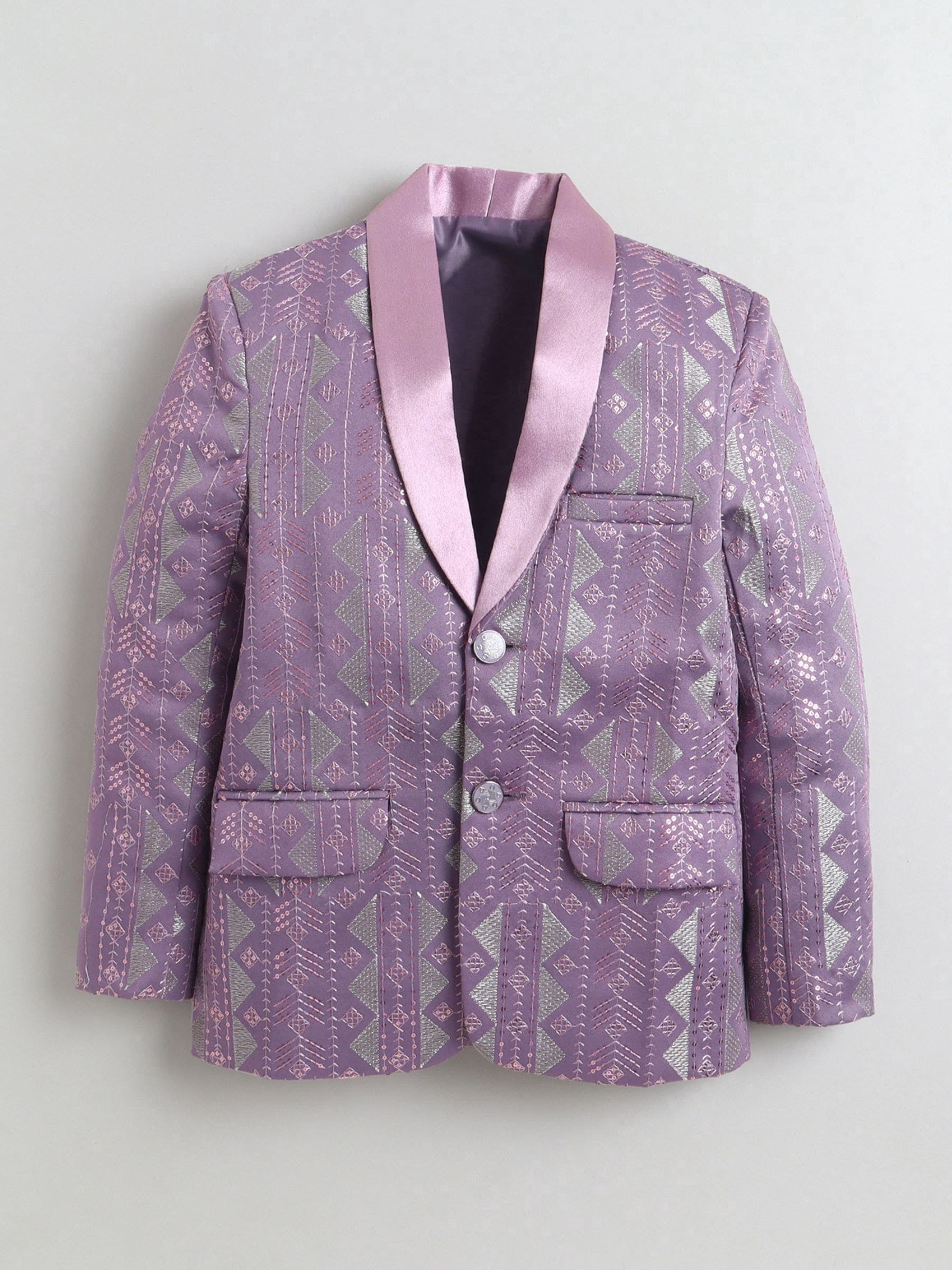 Boys Satin Single Breasted Embroidered Blazer - Mauve, 8-9Y - Walmart.com