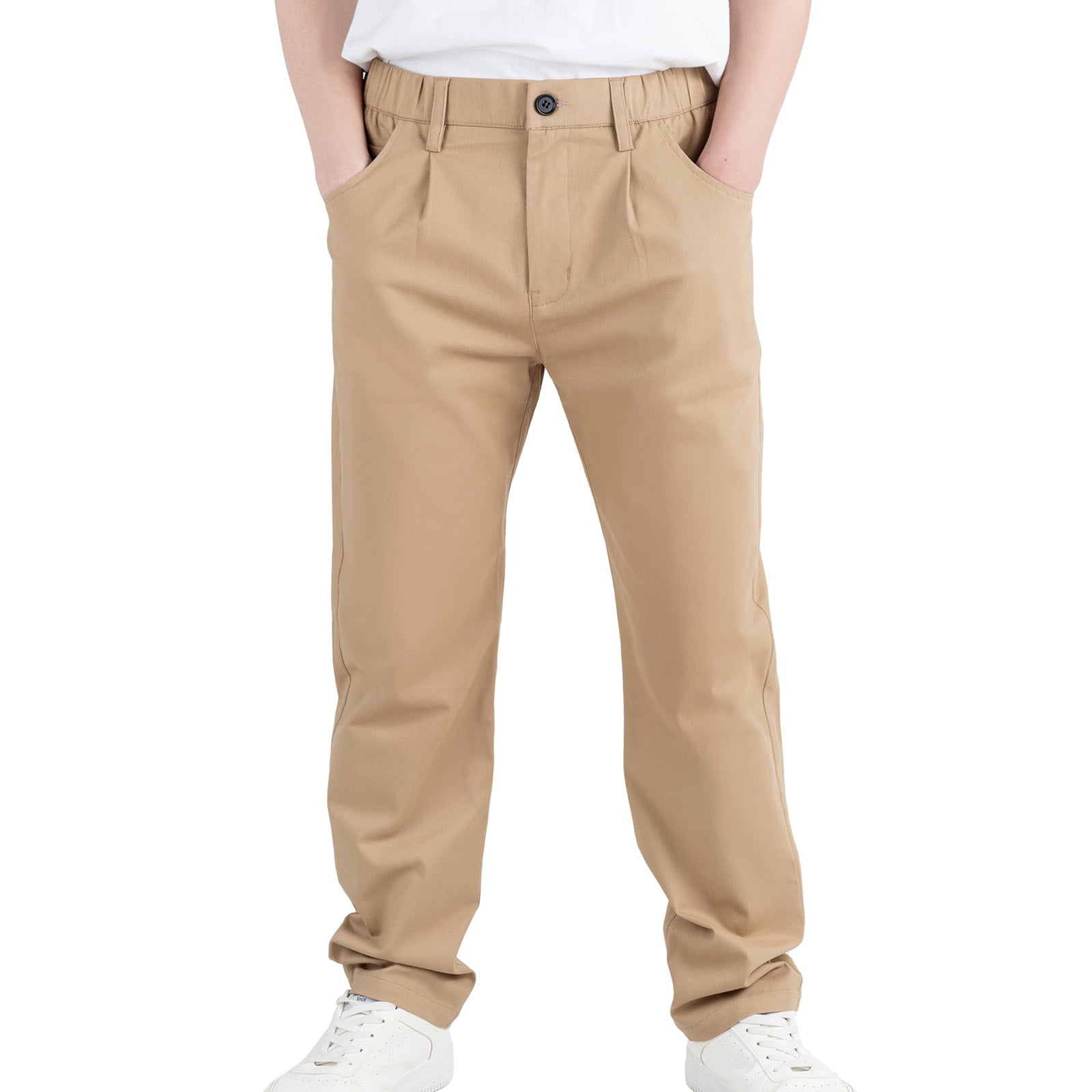 Boys School Uniform Chino Pants, Taper Stretch Cargo Pants for Classroom Wear Big Kids 4-16 ...