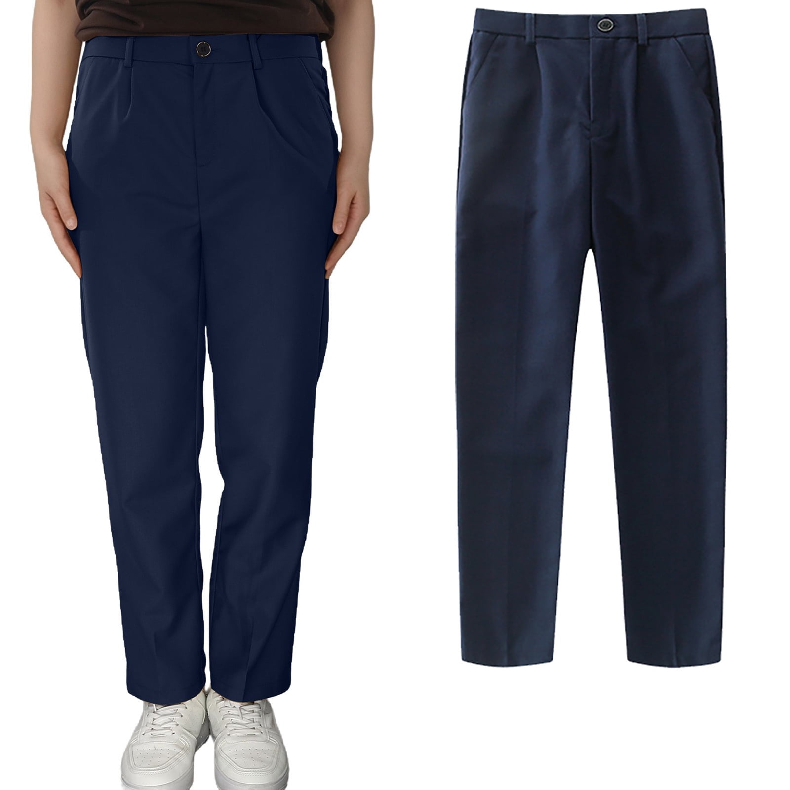Boys School Uniform Pants Dress Pants Elastic High Waist Straight Pants ...