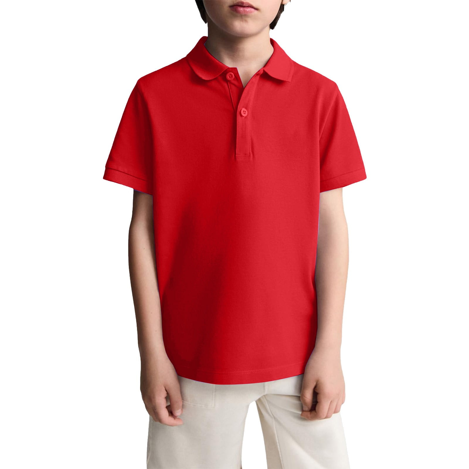 Boys' School Uniform Short Sleeve Polo Shirt, Button Closure ...