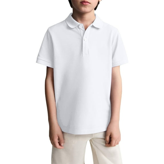 Boys' School Uniform Short Sleeve Polo Shirt, Button Closure ...