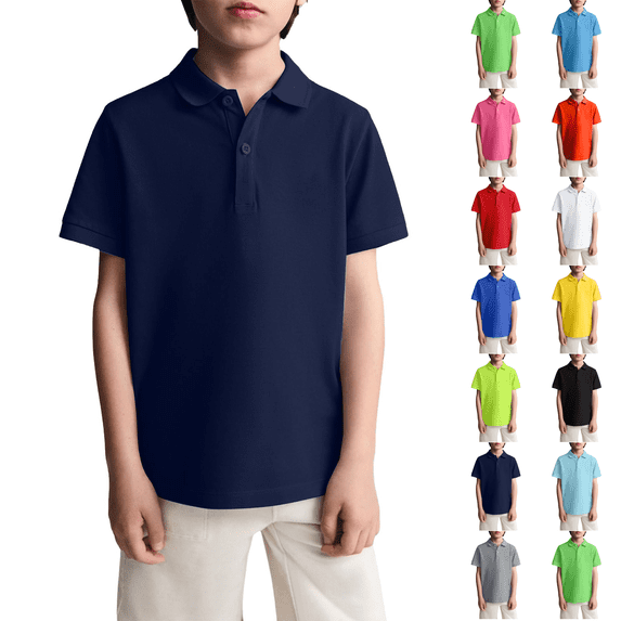 Boys School Uniform Short Sleeve Stain Guard Polo Shirt Navy 150 ...