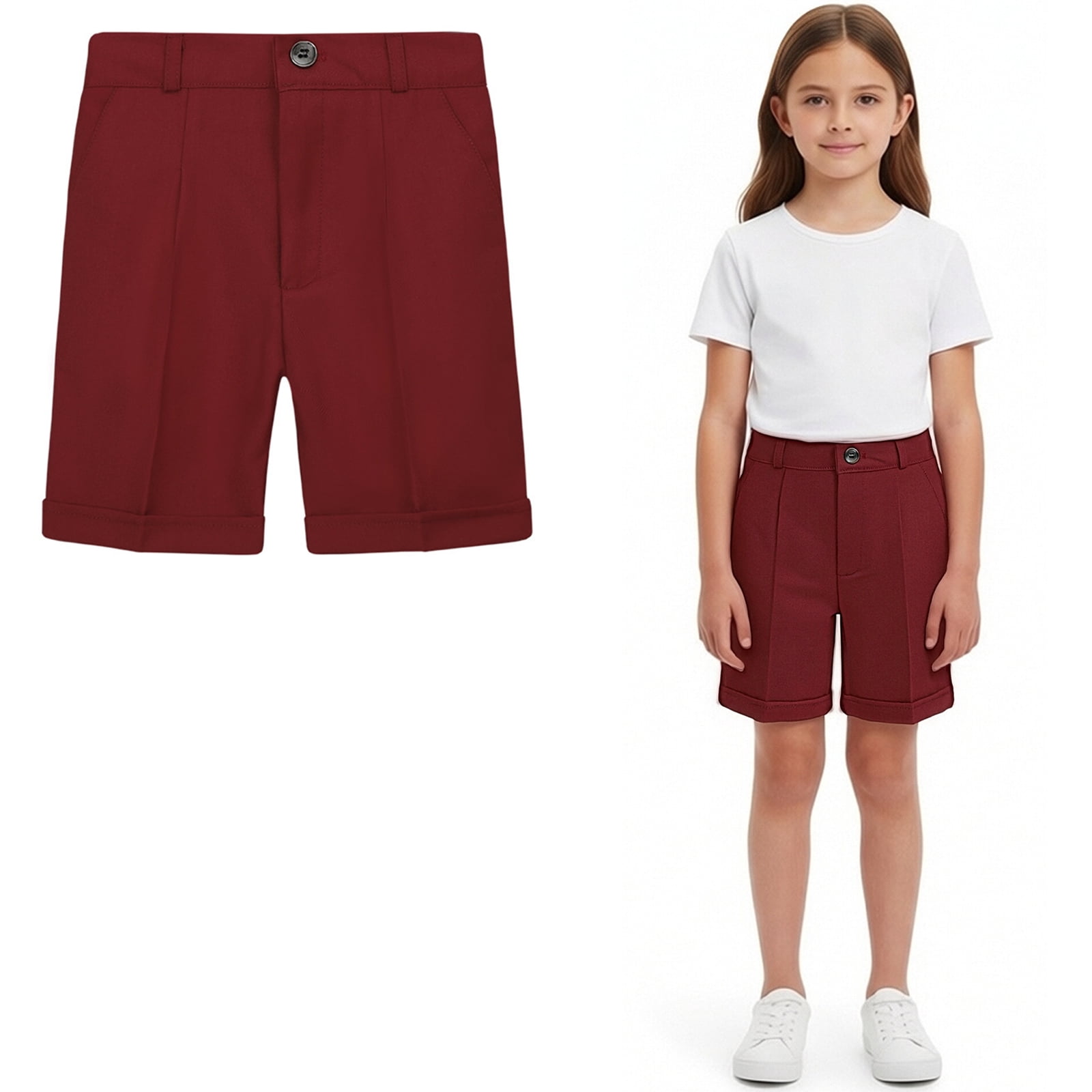 Boys School Uniform Shorts Flat Front Stretch Performance Short Girls ...