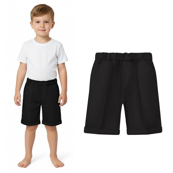Boys School Uniform Shorts Pleated Front Stretch Dress Short Black ...