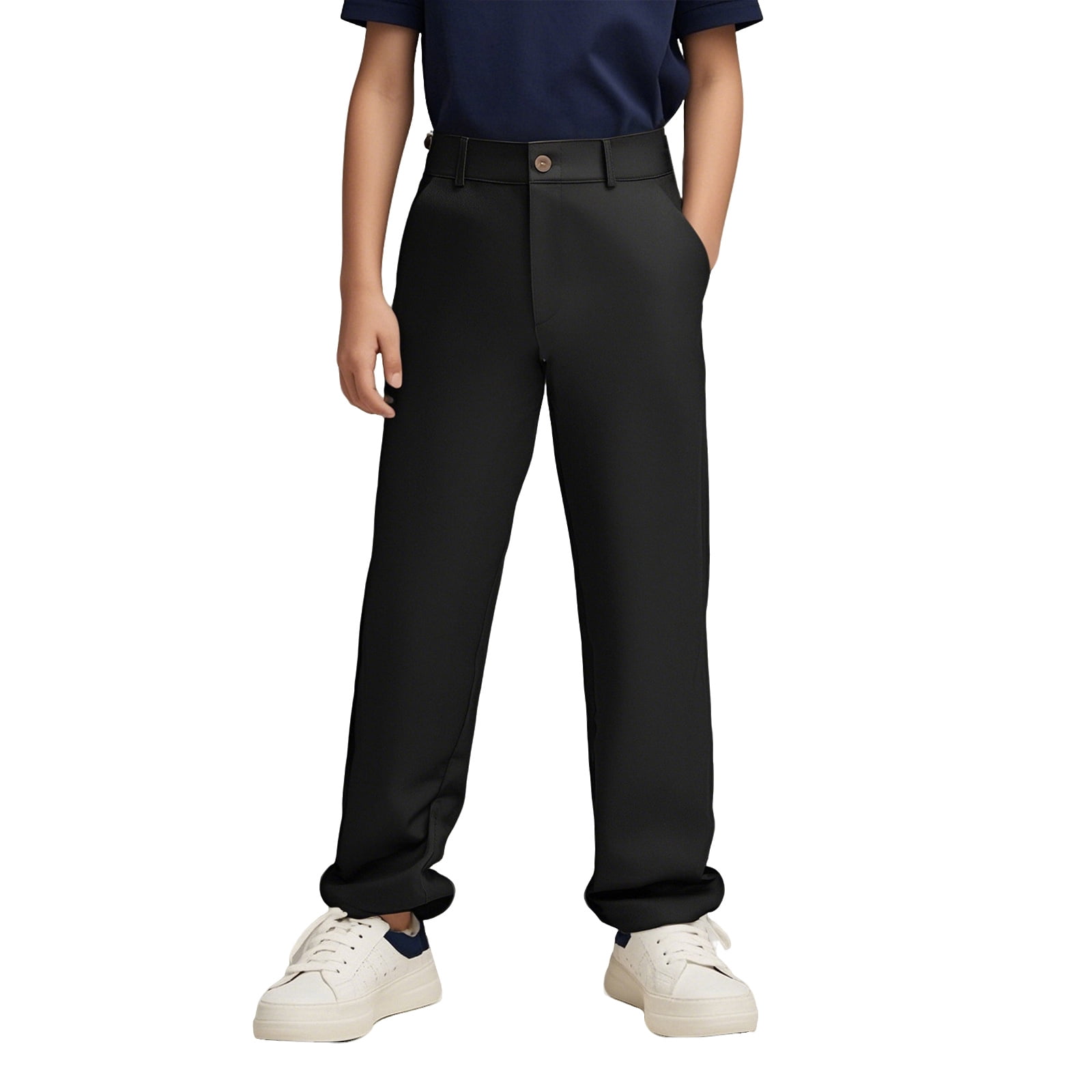 Boys School Uniform Straight Dress Pants Stretch Slim Classroom Boys ...