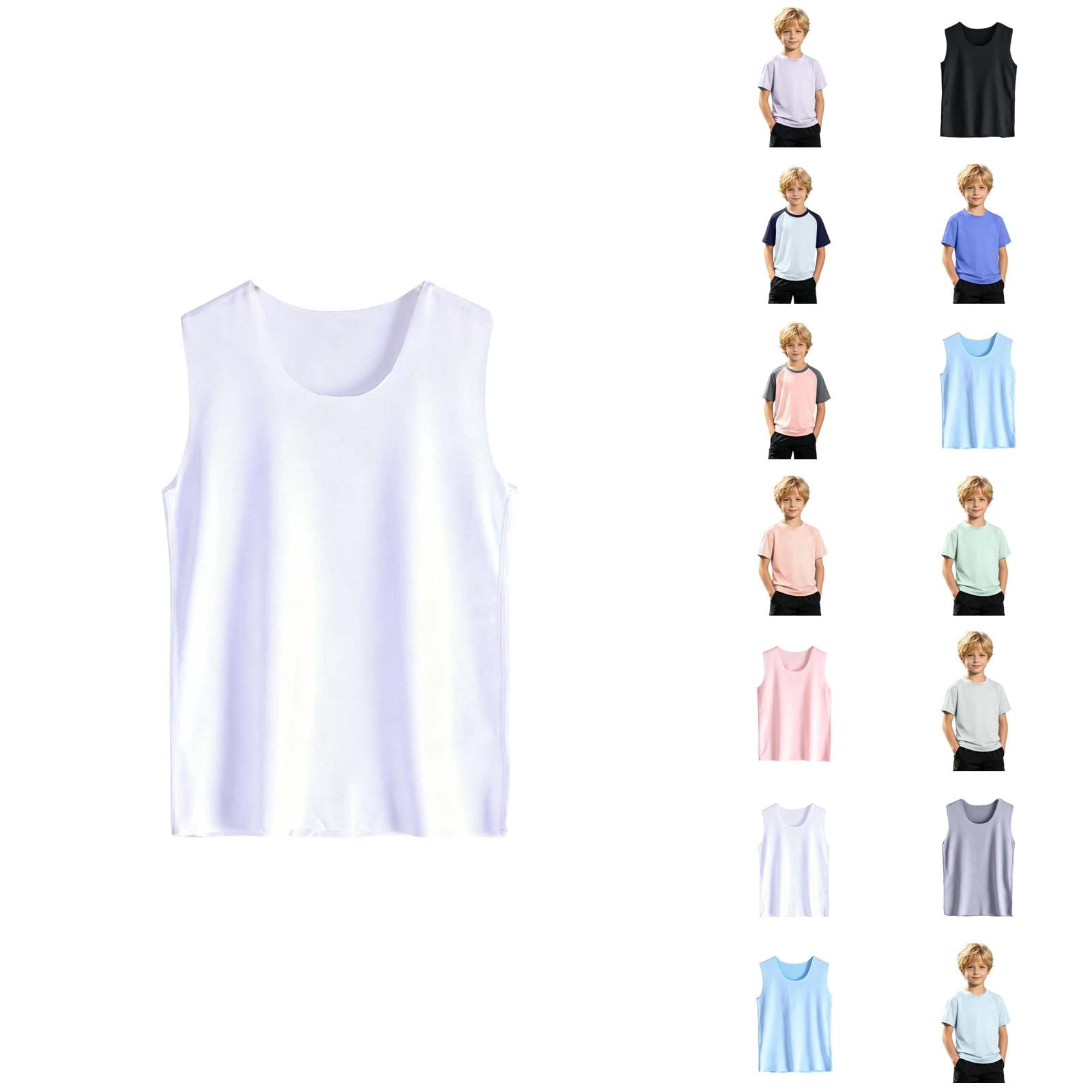 Boys Seamless Solid Tank Top Summer Sleeveless Undershirt Toddler Kids ...