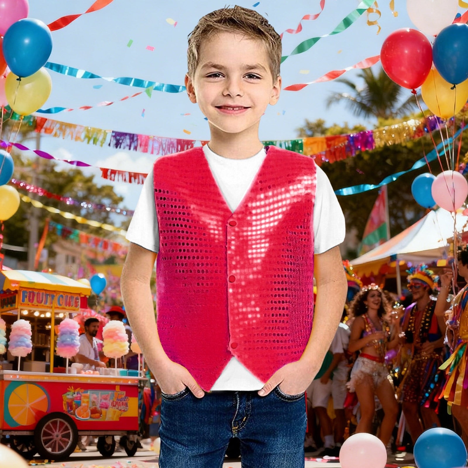 Boys Sequin Vest Performance Modern Dance Recital Outfit Stage Show ...