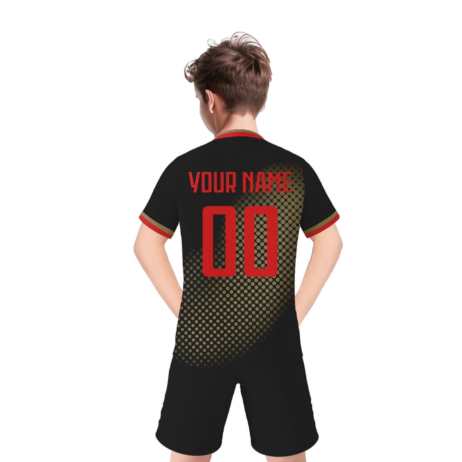 Boys Set Casual Solid Color Shirt Shorts Football 2Pc Kids Outdoor ...