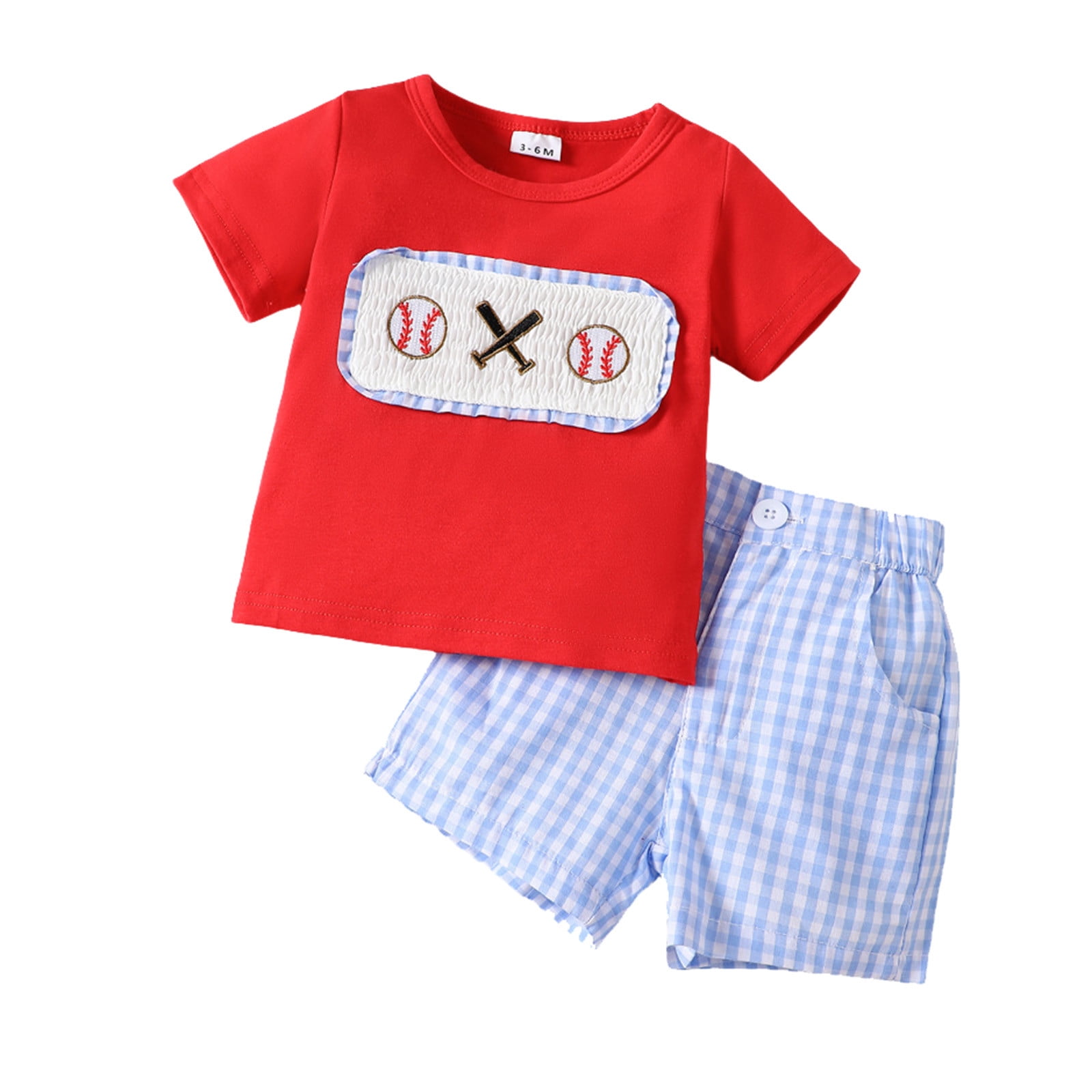 Boys Set Short Sleeve Cartoon Baseball Prints Pullover Tops Shorts ...