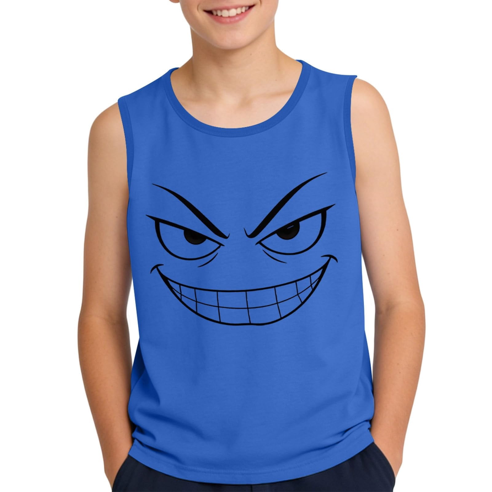 Boys Shirt Lightweight Cartoon Print Breathable Sleeveless Petite Tops ...