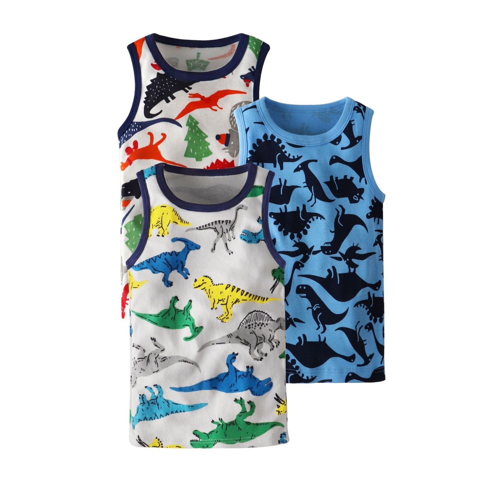 Boys Shirt Pack Of 3 Boys Dinosaur Vests Tank Top Sleeveless Underwear ...