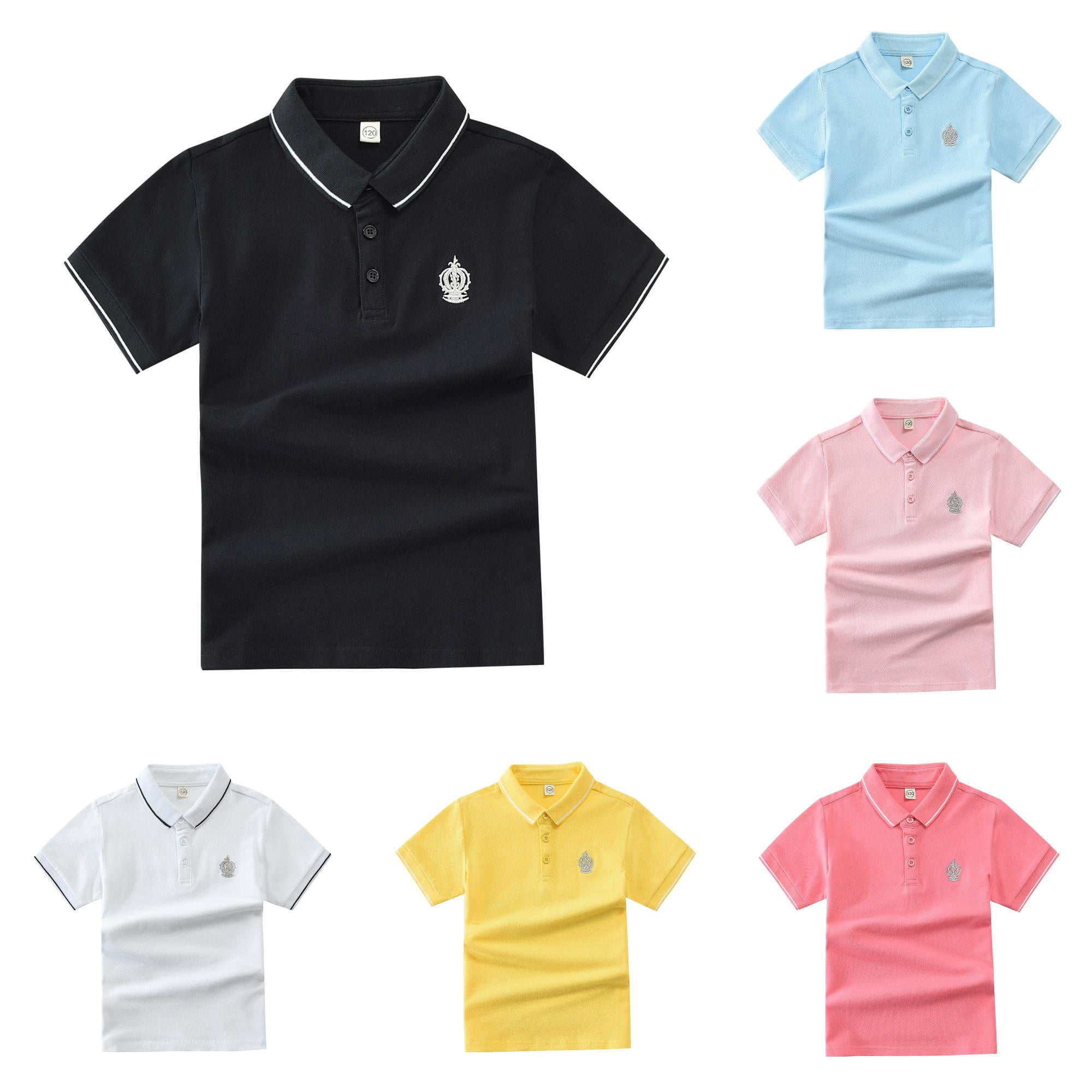 Boys Shirt Short Sleeve Casual Summer Top with Embroidered Print Loose ...