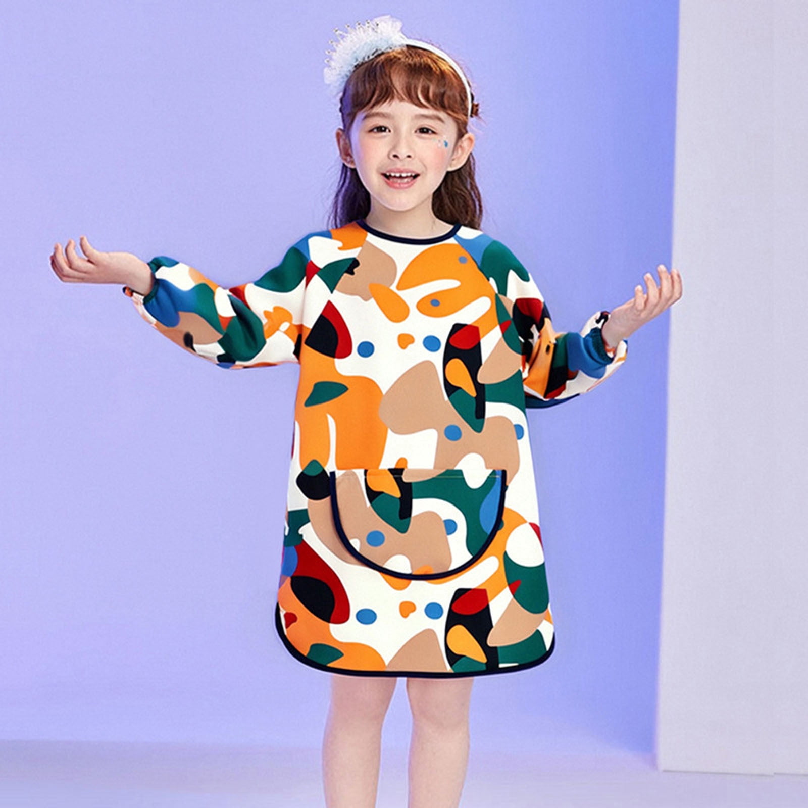 Boys Shirt Size 9-12Y Kids Doodle Long Sleeve Crewneck Art Apron Messy ...
