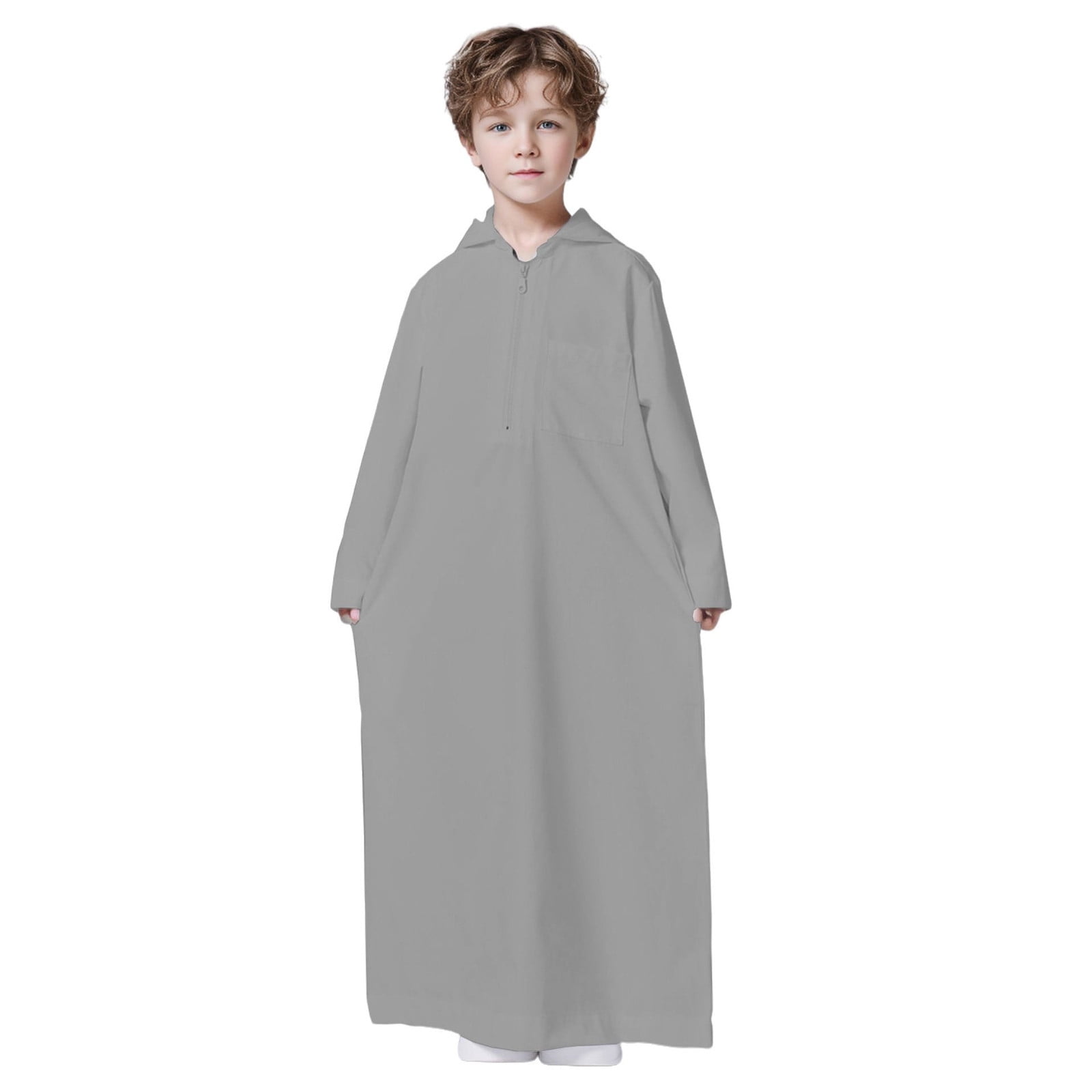 Boys Shirts - Arabic Thobe for Kids Long Sleeve Hooded Kaftan Robe ...