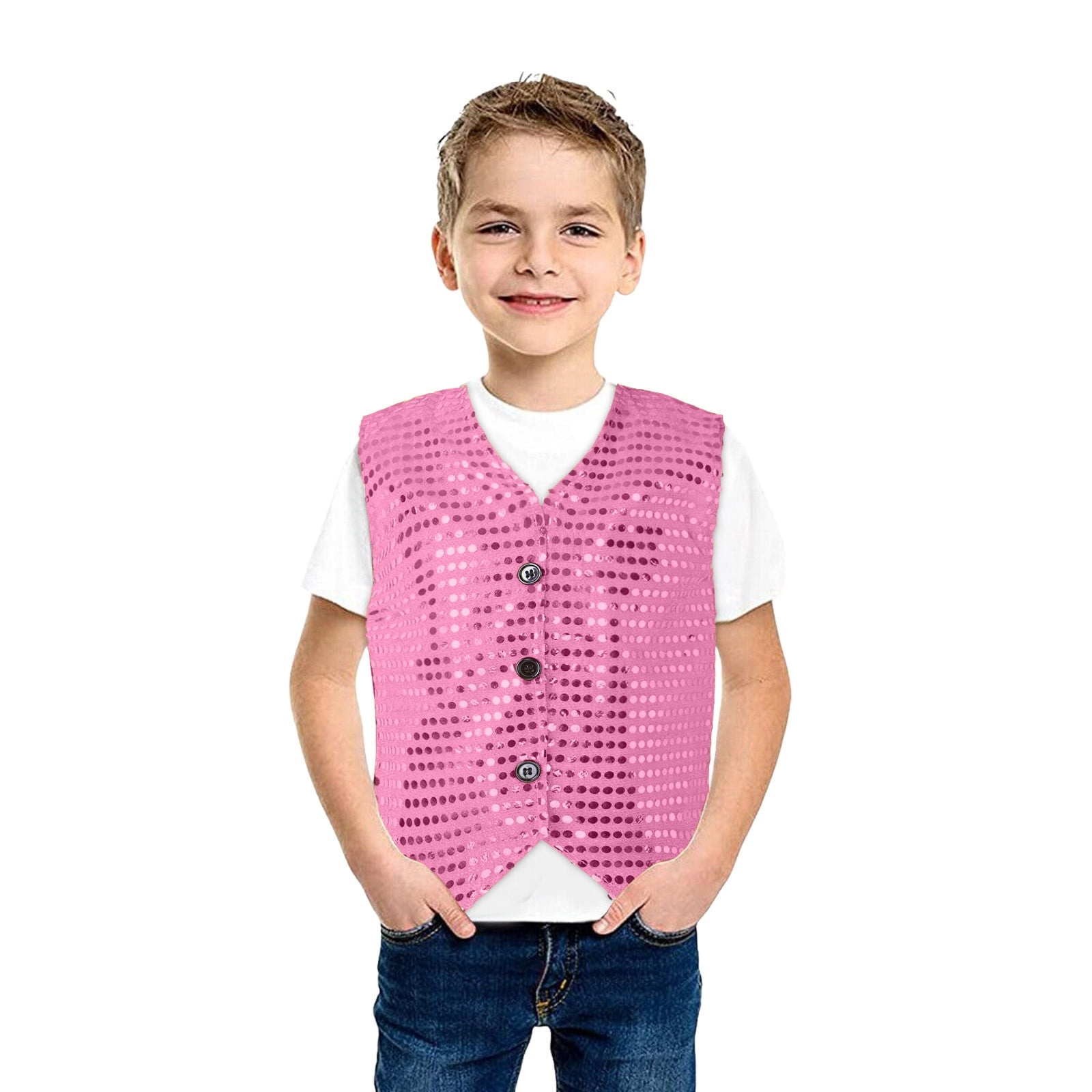 Boys Shirts Kids Girls Sequins Jazz Hop Street Dance Vest Jacket Stage ...