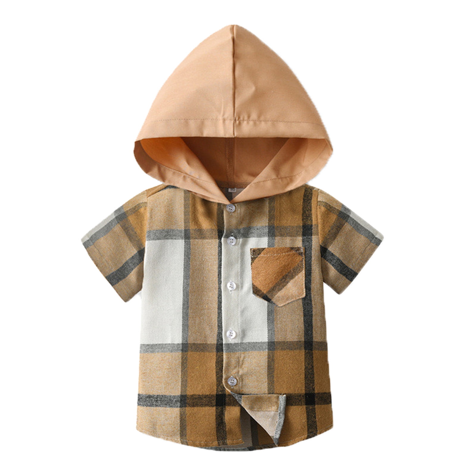 Boys Shirts Kids Short Sleeve Tshirts Plaid Prints Gentleman Hoodeds ...