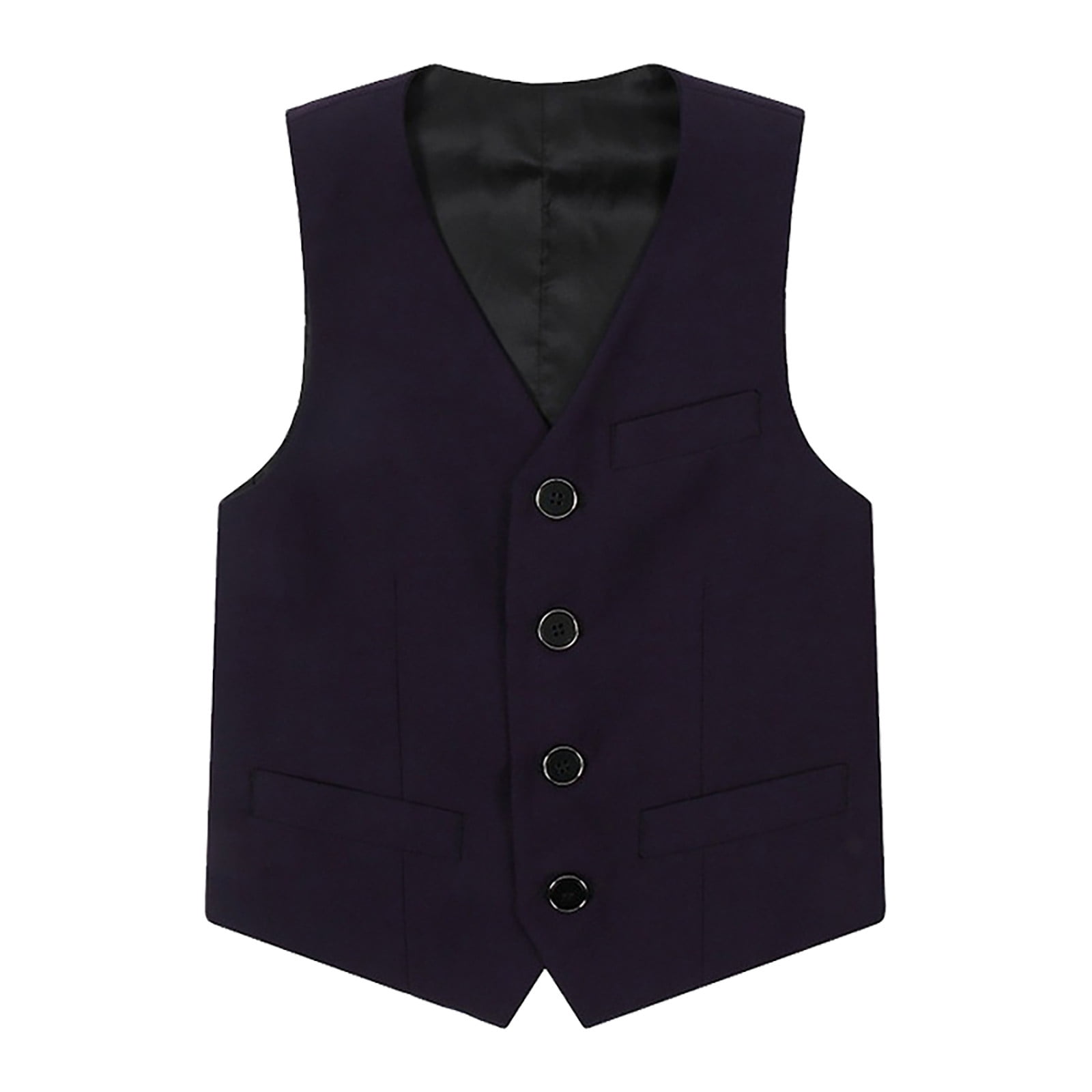 Boys Shirts Kids Sleeveless Party Performance Buttons Solid Formal Suit ...