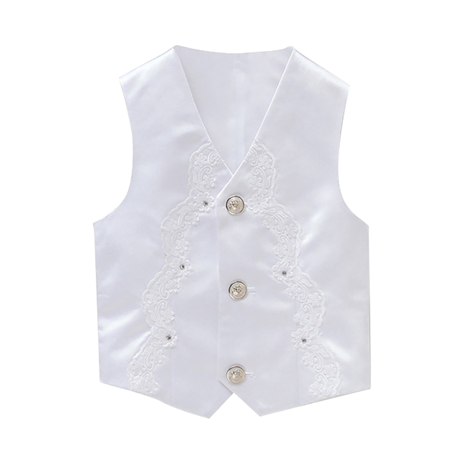 Boys Shirts Kids Sleeveless Party Performance Buttons Solid Formal Suit ...
