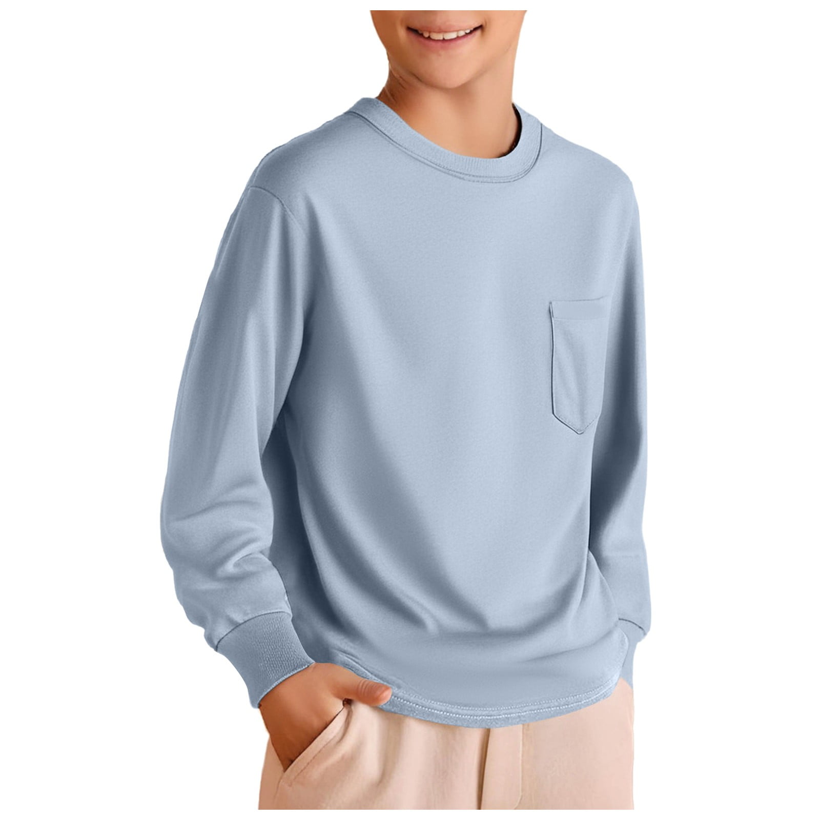 Boys Shirts Long Sleeve Tween Girls Fall Warm Shirts Pleated Long Sleeve Tops Size 6-15 Years ...