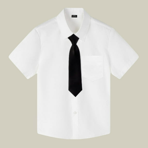 Boys Shirts Short Sleeve Button Down Collar Solid Color Tops ...