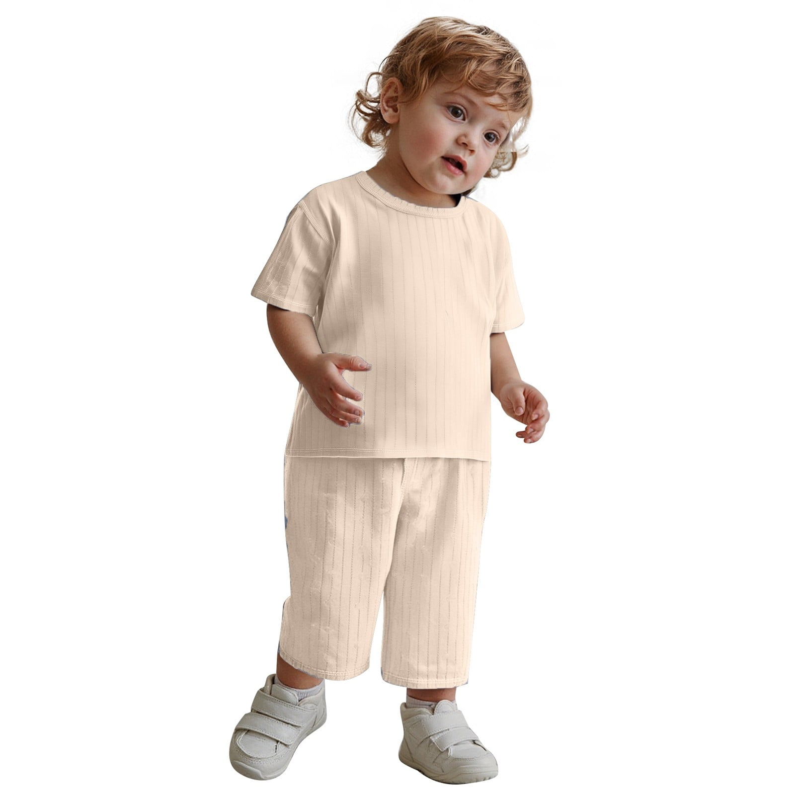Boys Shirts And Shorts Outfit Set Toddler Pajamas Girls Jacquard Round ...