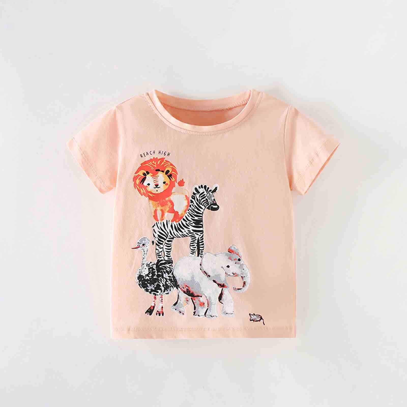 Boys Shirts Size 18-24M Youth Cartoon Animal Print Short Sleeve Crew ...