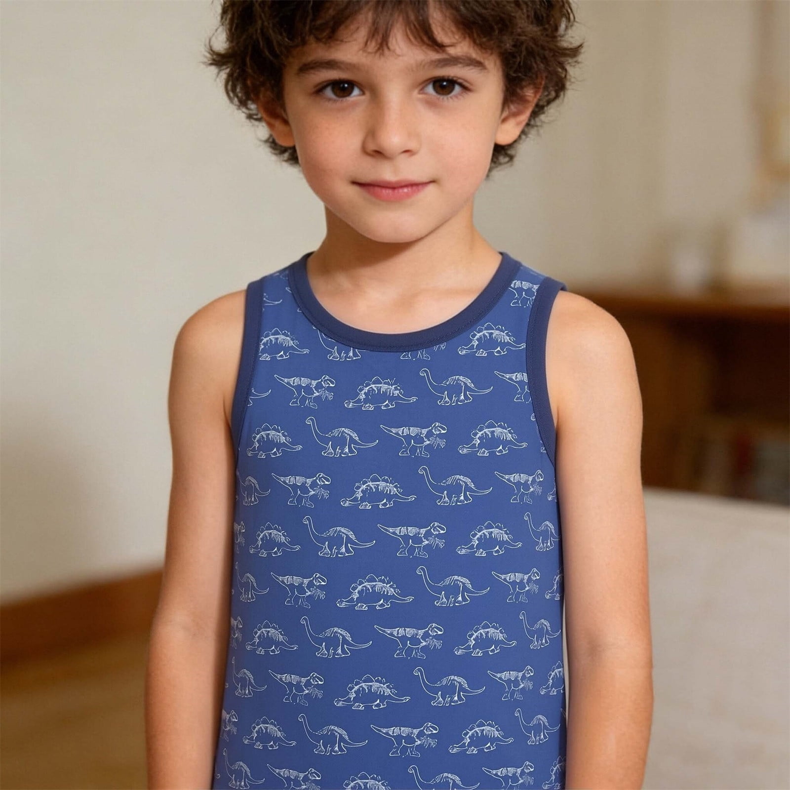 Boys Shirts Size 2-3Y Children Graphic Print Crew Neck Sleeveless Top ...