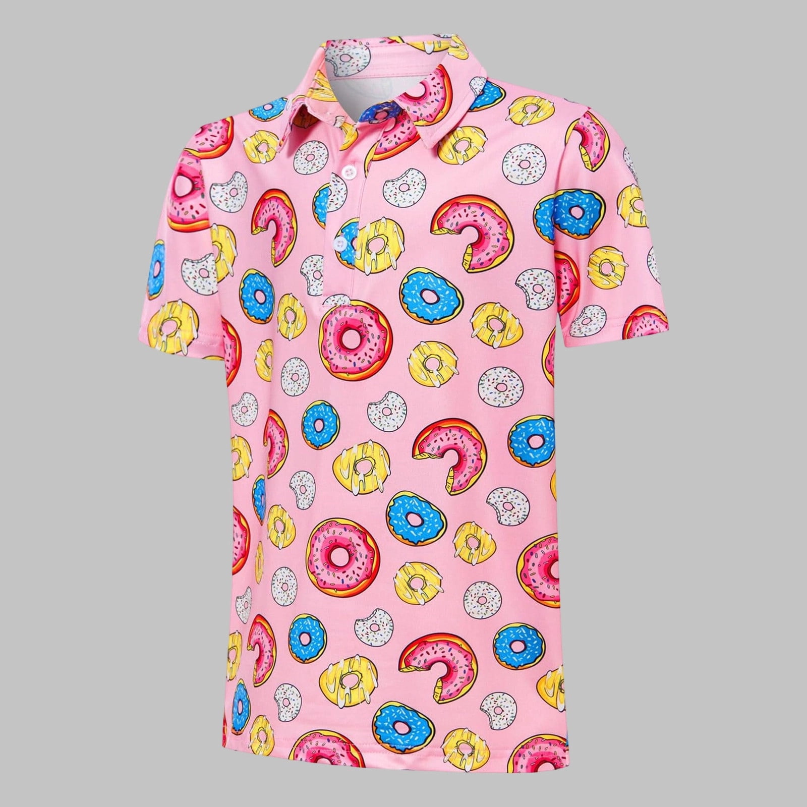 Boys Shirts Size 3-4Y Kids Donut Print Collared Short Sleeve Polo Shirt ...