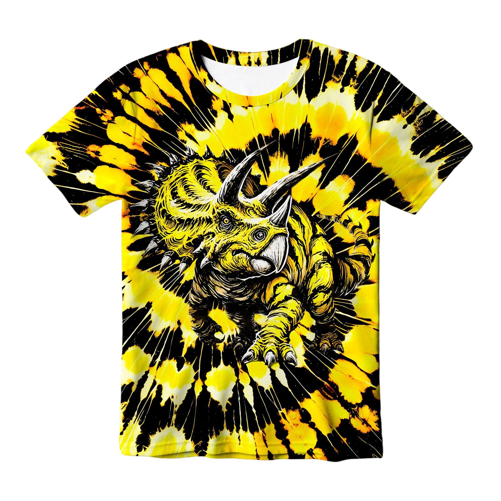 Boys Shirts Size 3-4Y Kids Tie Dye Print Crew Neck Short Sleeve Casual ...